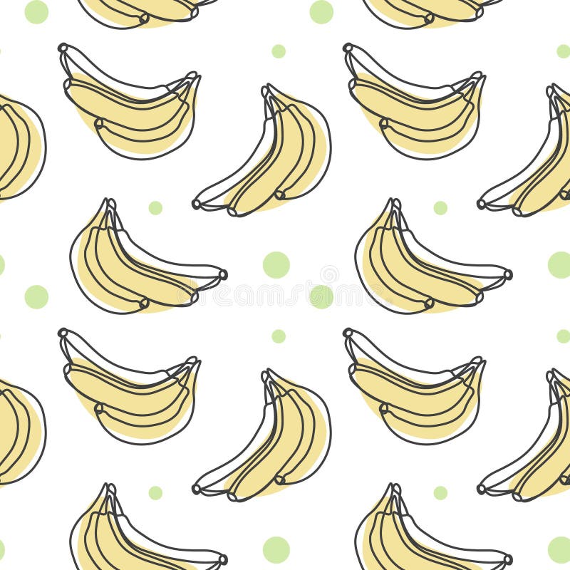 Seamless Pattern, Contour Bananas with Colored Spots on a White ...