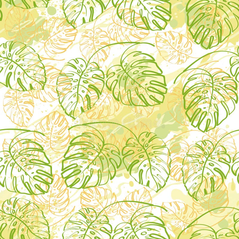 Seamless Pattern, Contour Leaves Stock Vector - Illustration of design ...