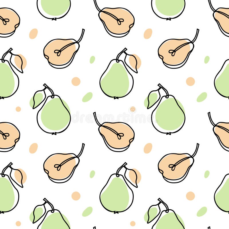 Seamless Pattern, Contour Pears with Colored Spots on a White ...