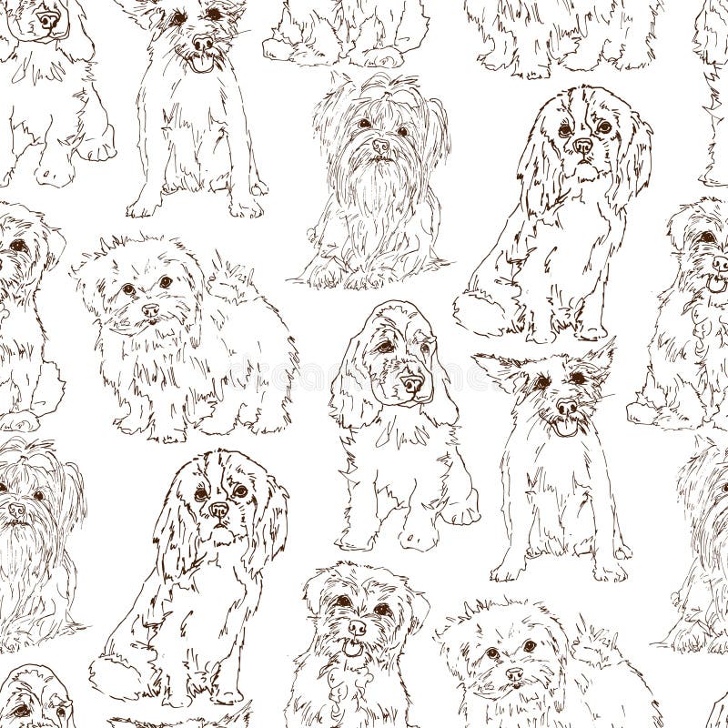 Seamless Monochrome Pattern of Dogs Stock Vector - Illustration of ...
