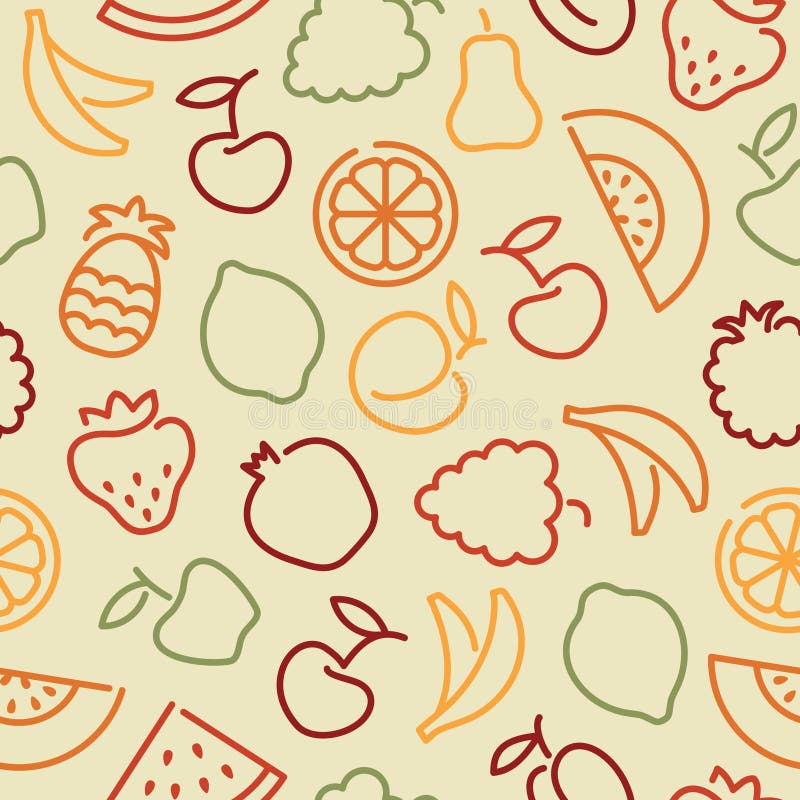 Stylized Outlines of Fruit. Vector Icons Stock Vector - Illustration of ...