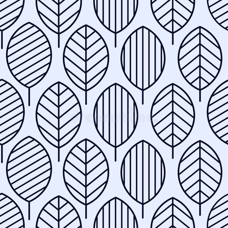 Seamless Pattern of Contours of Leaves in a Parallel Strip. Vector ...