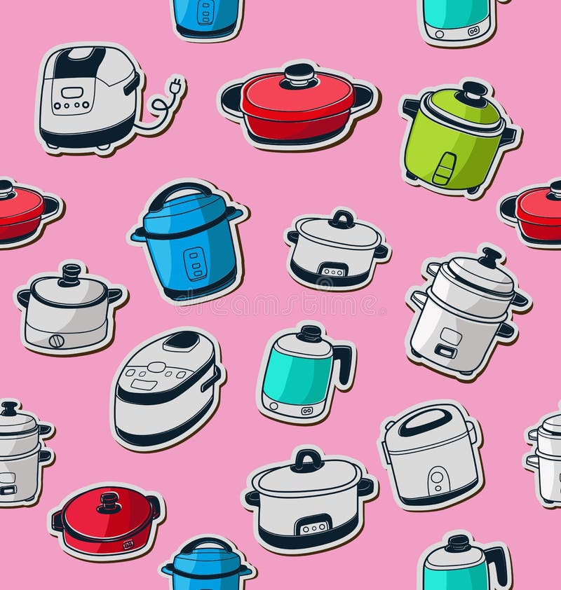 Seamless pattern of cooker stock illustration. Illustration of seamless ...
