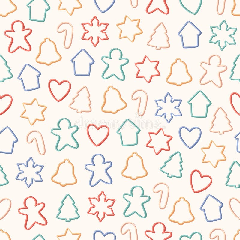 Seamless Pattern with Cookie Cutters. Christmas Cookie, Homemade Cookie ...