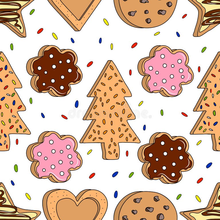 Seamless Pattern with Cookies Stock Vector - Illustration of ...