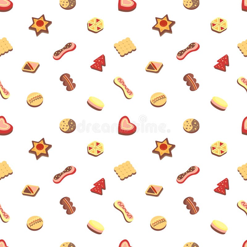 Seamless Pattern with Cookies Stock Vector - Illustration of cream ...
