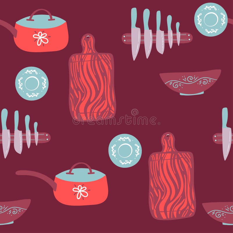 Seamless Pattern Cooking Stuff Tools Vector Isolated Baking Stock ...