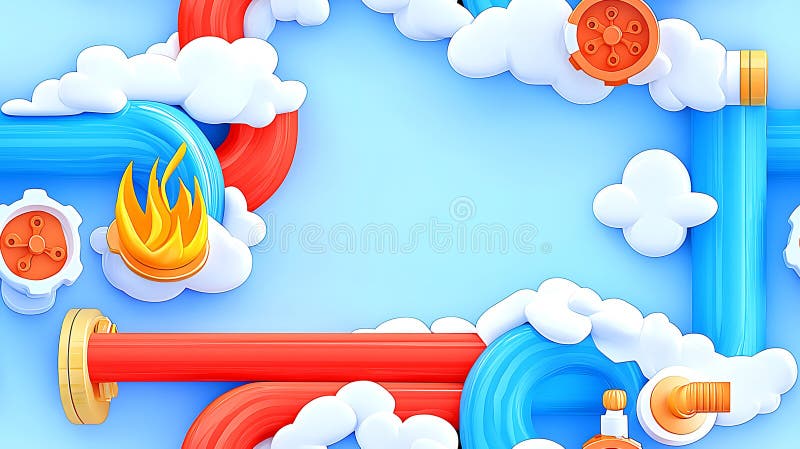 Seamless Pattern Copy Space for Text Cartoon Pipe Cloud Energy. Playful ...