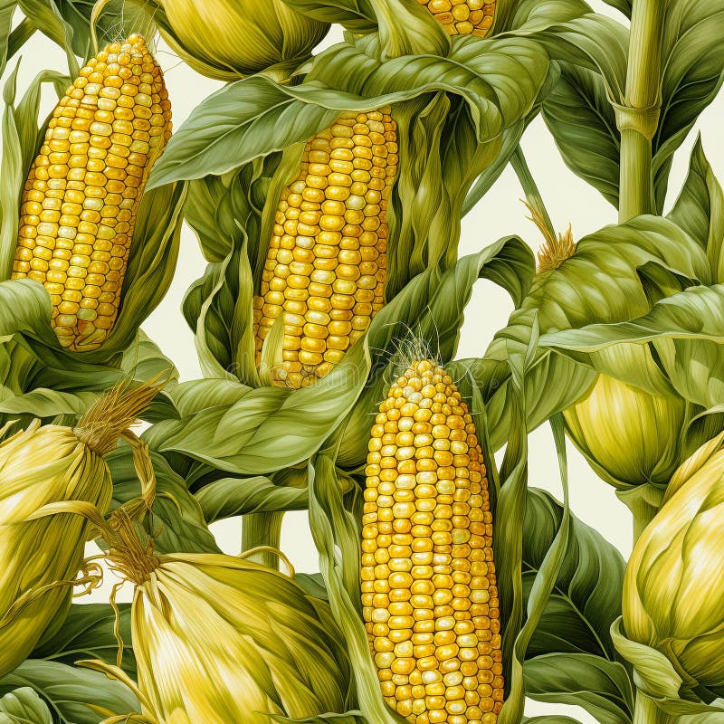 Seamless Pattern Corn ,vintage Design , AI Generated Stock Illustration ...