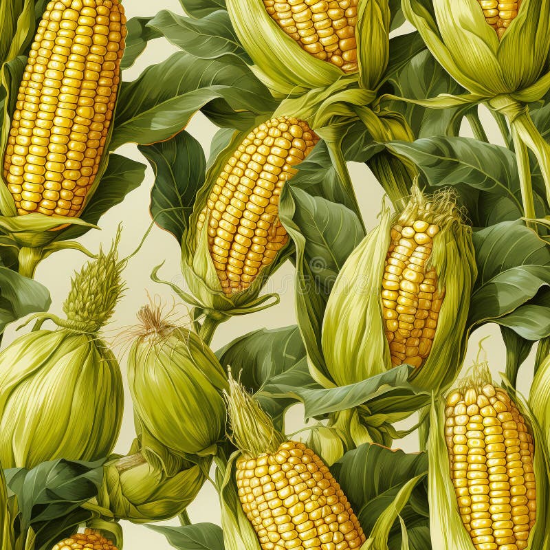 Seamless Pattern Corn ,vintage Design , AI Generated Stock Illustration ...