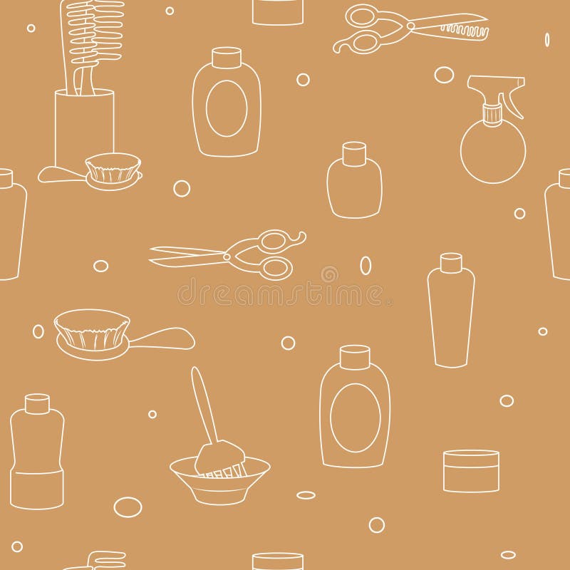 Seamless Pattern. Cosmetics for Personal Hygiene. Orange Color. Stock ...