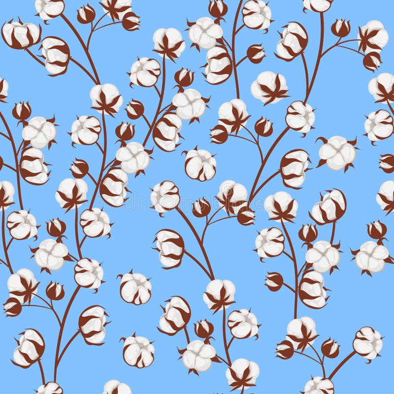 Seamless Pattern with Cotton Plant. Vector Image Stock Illustration ...
