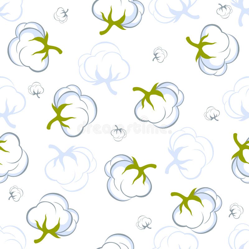 Seamless Pattern with Cotton Plant Stock Vector - Illustration of ...