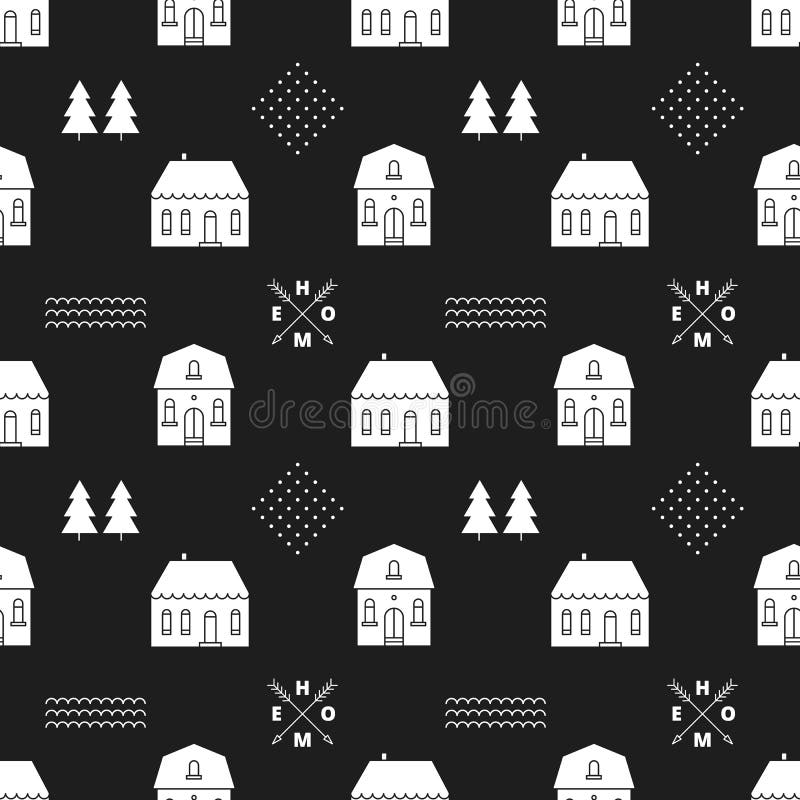 Seamless Pattern with Country Houses Stock Vector - Illustration of ...