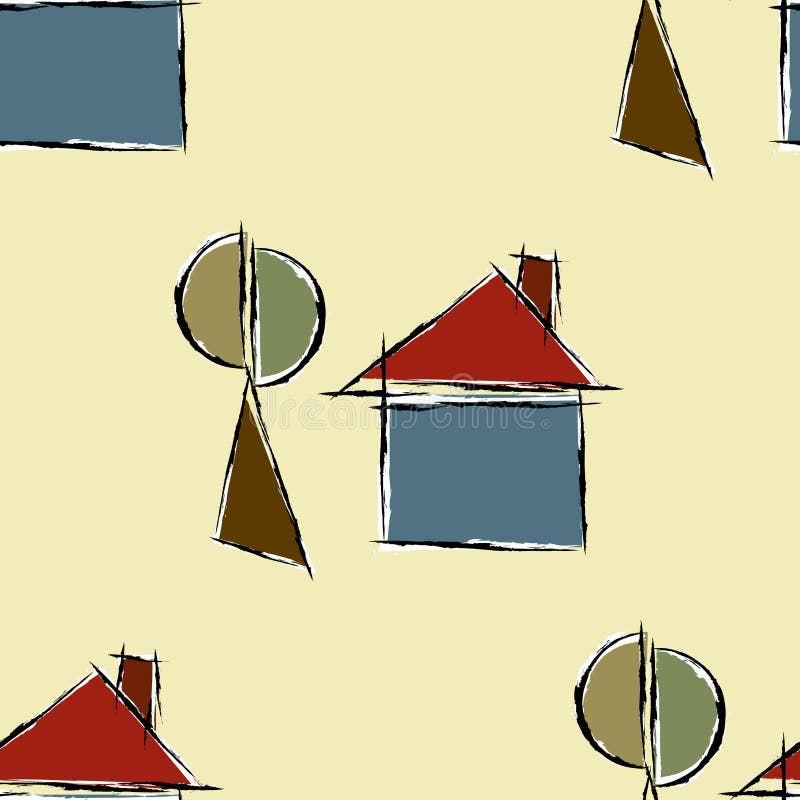 Seamless Pattern with Countryside House(texture 1), Modern Stylish ...