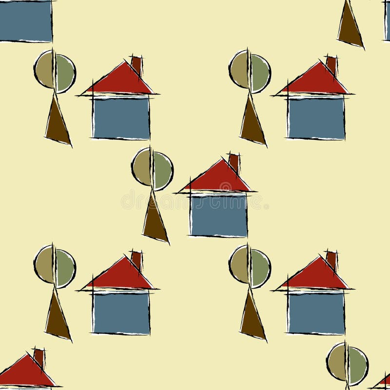 Seamless Pattern with Countryside House(texture 5), Modern Stylish ...