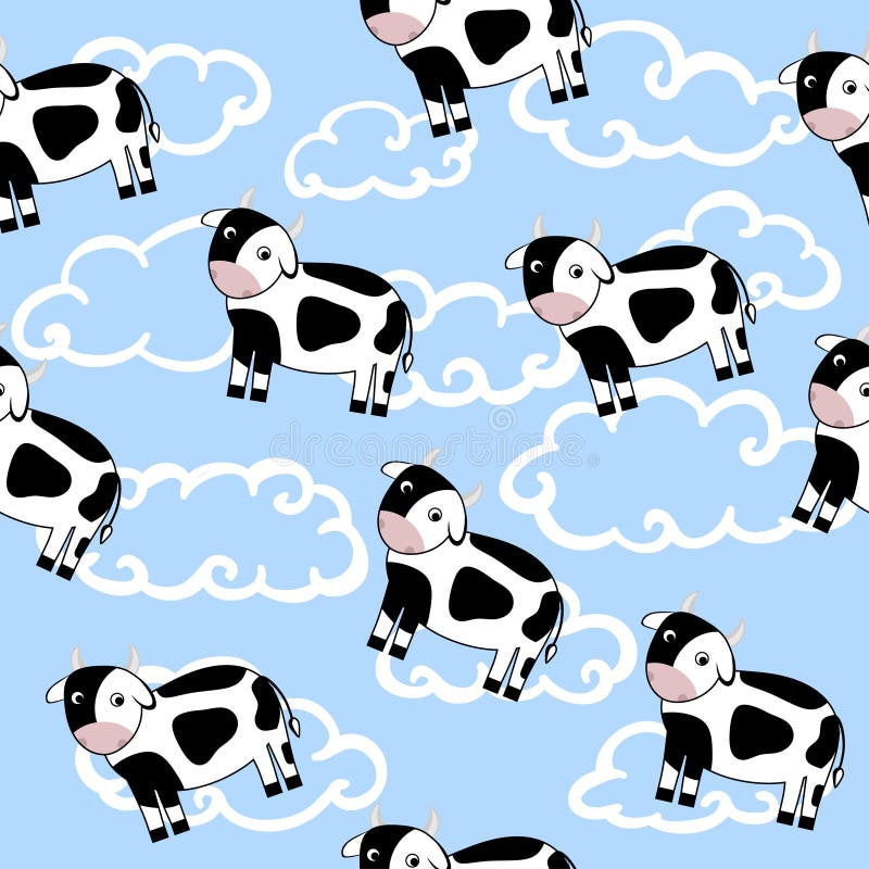 Seamless Pattern of Cows. Vector Illustration. Background Stock Vector ...