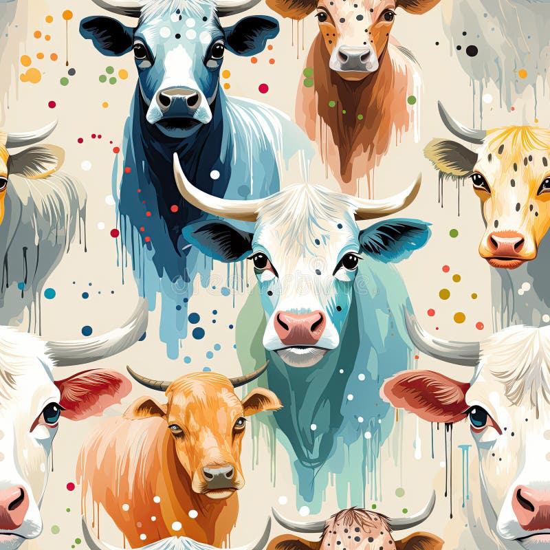 Seamless Pattern with Cows on White Background Stock Photo - Image of ...