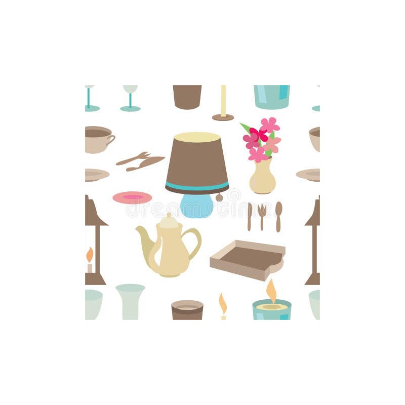 Seamless Pattern with Cozy Things. White Background Stock Illustration ...