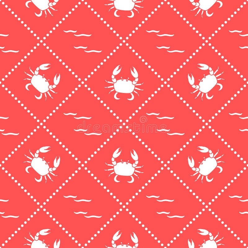 Seamless Pattern with Crabs and Waves Stock Vector - Illustration of ...