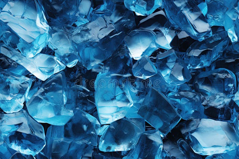 Seamless Pattern with Cracked Ice Texture in Winter on Blue Background ...