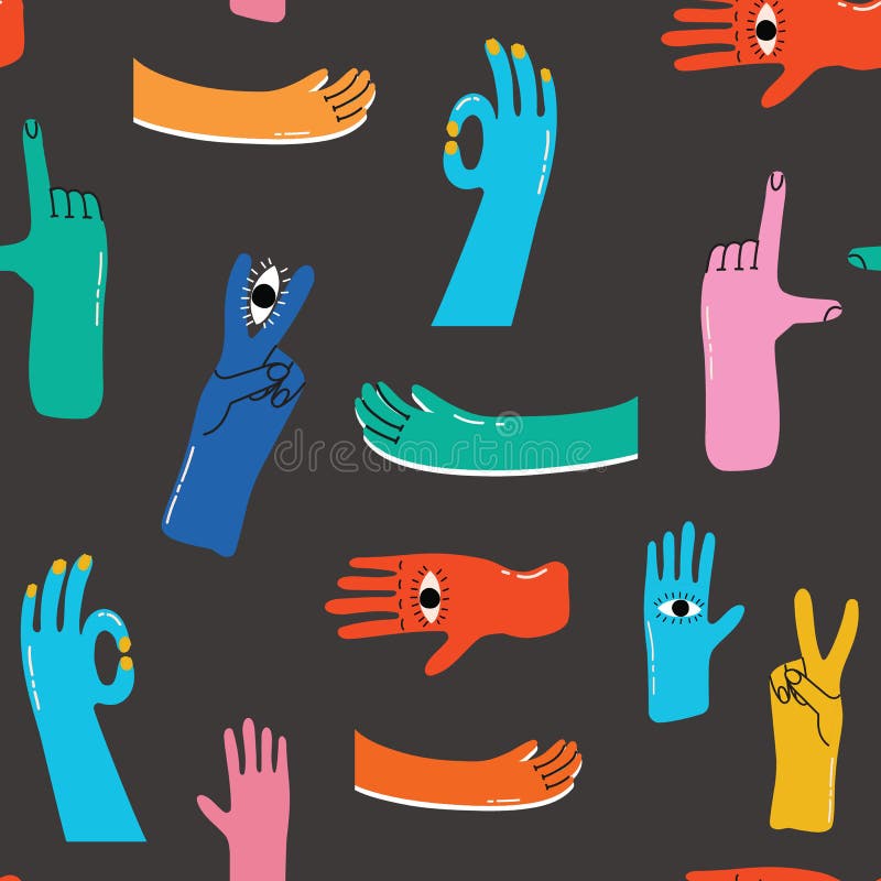 Seamless Pattern with Crazy Comic Faces and Colorful Geometric Shapes ...