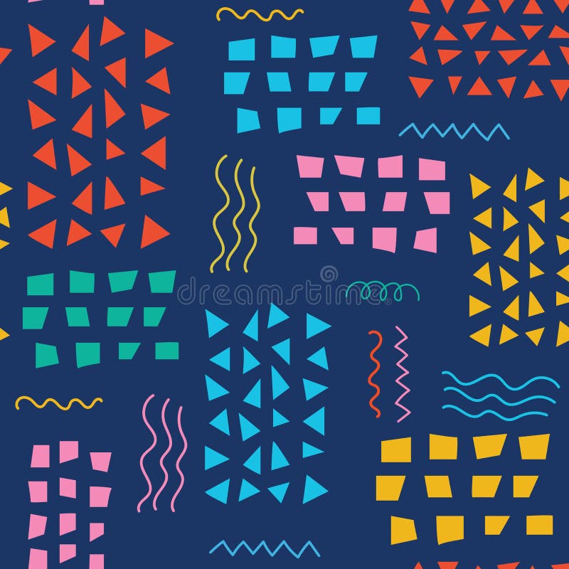 Seamless Pattern with Crazy Comic Faces and Colorful Geometric Shapes ...