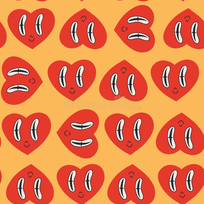 Seamless Pattern with Crazy Comic Faces and Colorful Geometric Shapes ...