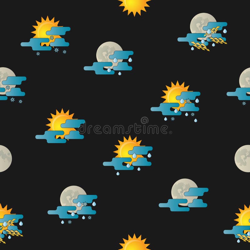 Seamless Pattern with Creative Meteorology Weather Icons Stock Vector ...