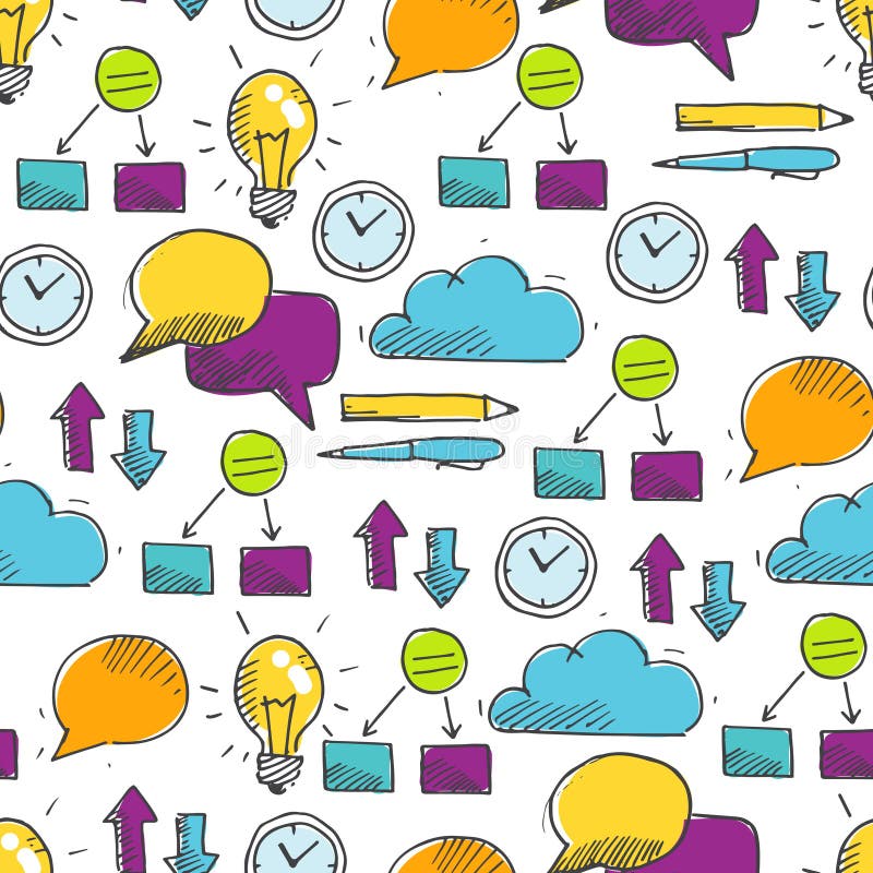Seamless Pattern about Creativity Stock Vector - Illustration of arrow ...