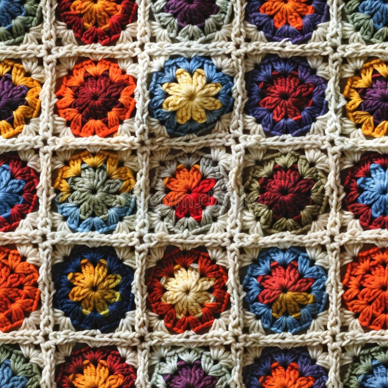 Seamless Pattern from Crochet Granny Square Pattern. Stock Photo ...