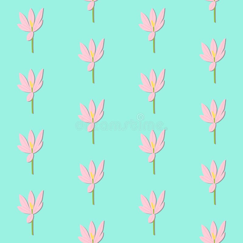 A Seamless Pattern of Crocus on a Teal Background in a Spring Minimal ...