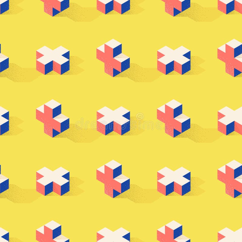 Seamless Pattern with Cross or Plus Shape on Green Background in Modern ...