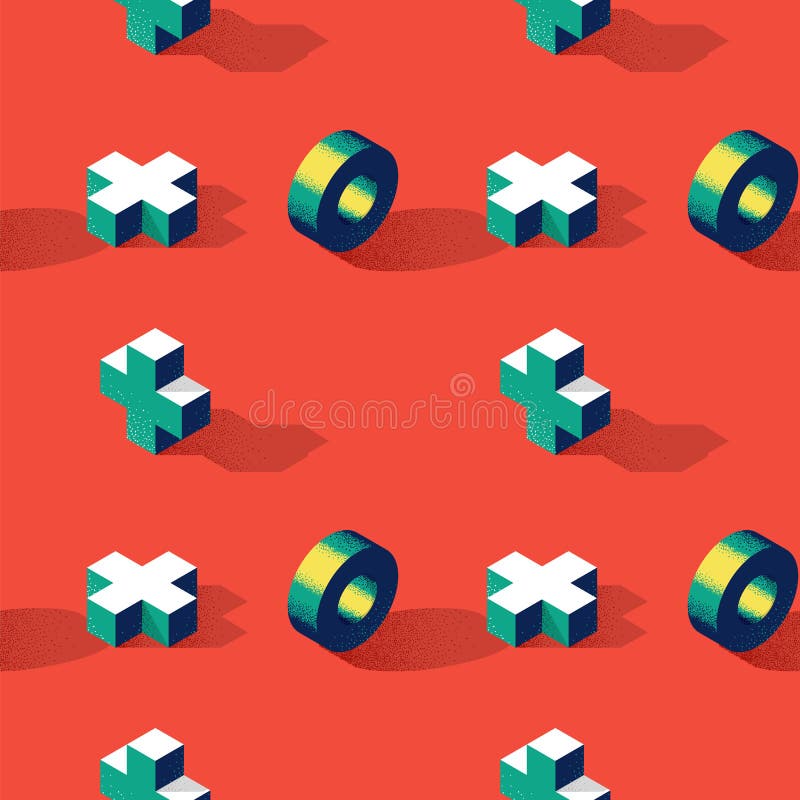 Seamless Pattern with Cross or Plus Shape and Ring on Background in ...