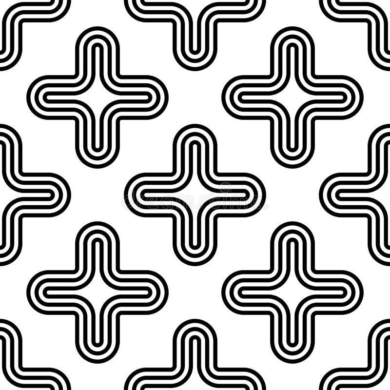 Seamless Pattern of Crosses on White Background. Geometric Alternating ...