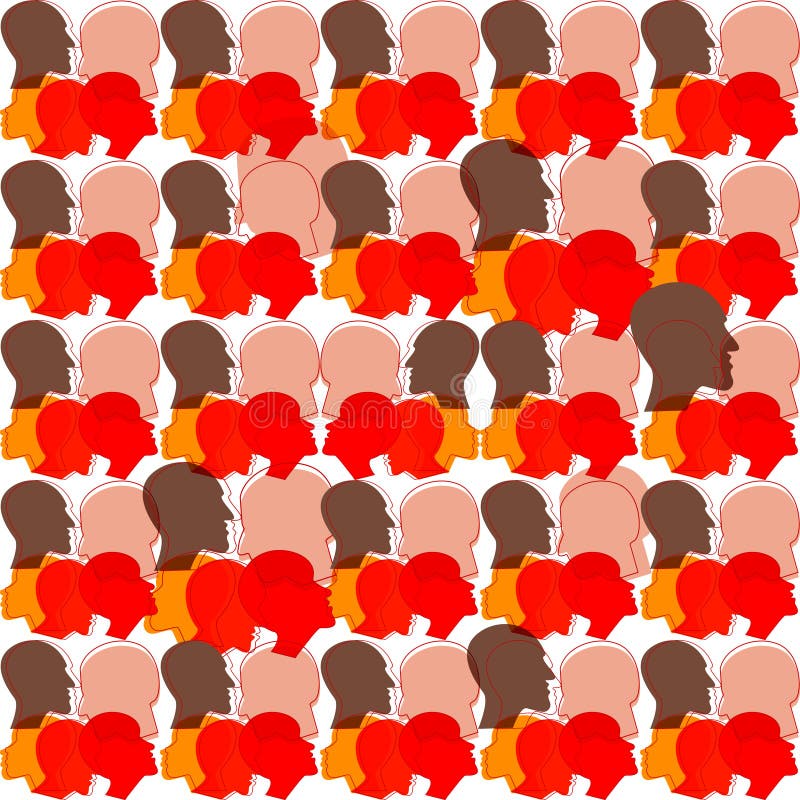 Seamless Pattern of a Crowd of Profile People Heads. Stock Vector ...