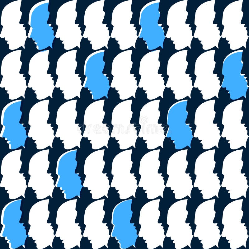 Seamless Pattern of a Crowd of Profile People Heads. Stock Vector ...