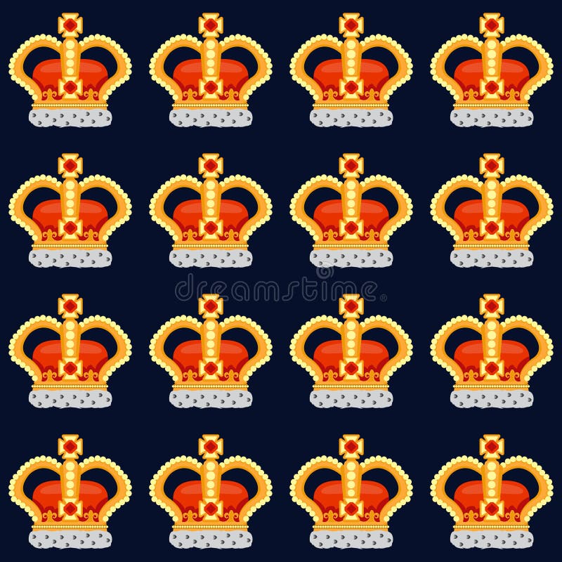 Seamless Pattern with Crown Monarch To the Noble Dark Blue Background ...