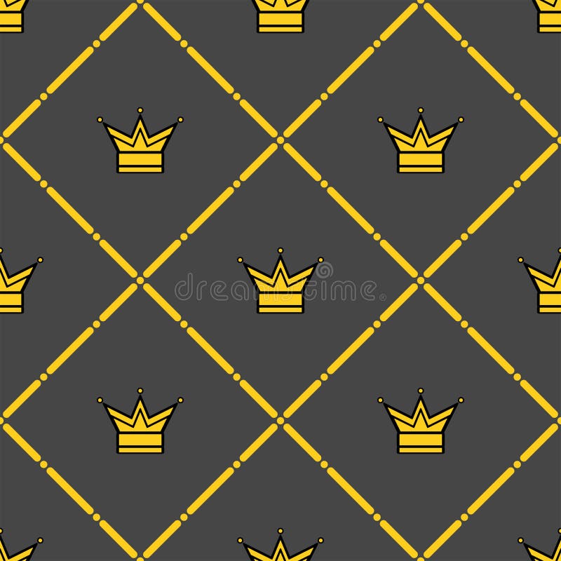 Seamless Pattern with Crowns and Ornaments. Stylish Print. Vector ...