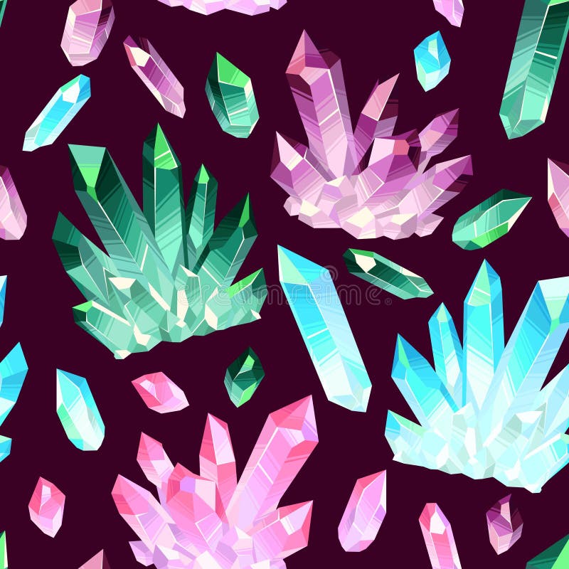 Seamless Pattern with Crystals Gems Stock Vector - Illustration of ...