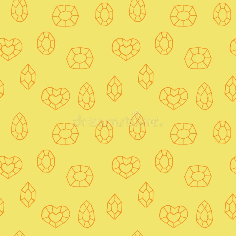 Seamless Pattern Crystals, Vector Illustration, Hand Drawing, Yellow ...