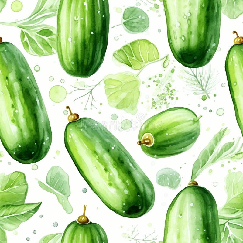 Seamless Pattern Cucumber , Watercolor , AI Generated Stock ...