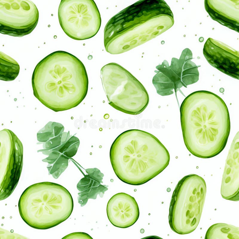 Seamless Pattern Cucumber , Watercolor , AI Generated Stock ...