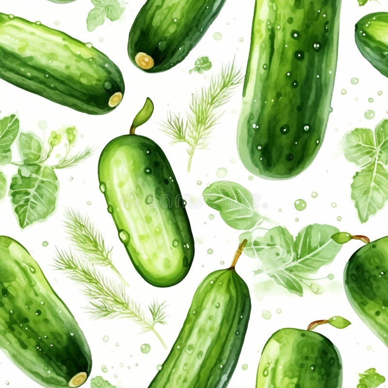 Seamless Pattern Cucumber , Watercolor , AI Generated Stock ...