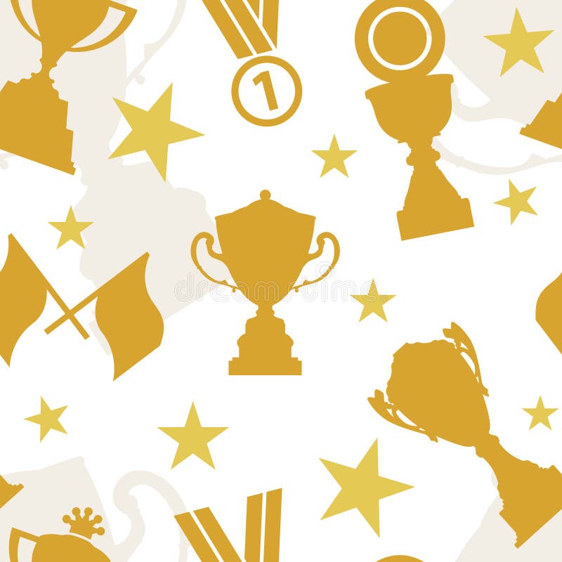 Seamless Pattern Cup Winner Champion Wrap Background Stock Vector ...