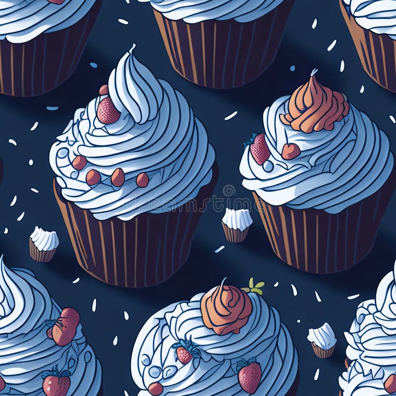 Seamless Pattern with Cupcakes. Ai Generated Stock Illustration ...