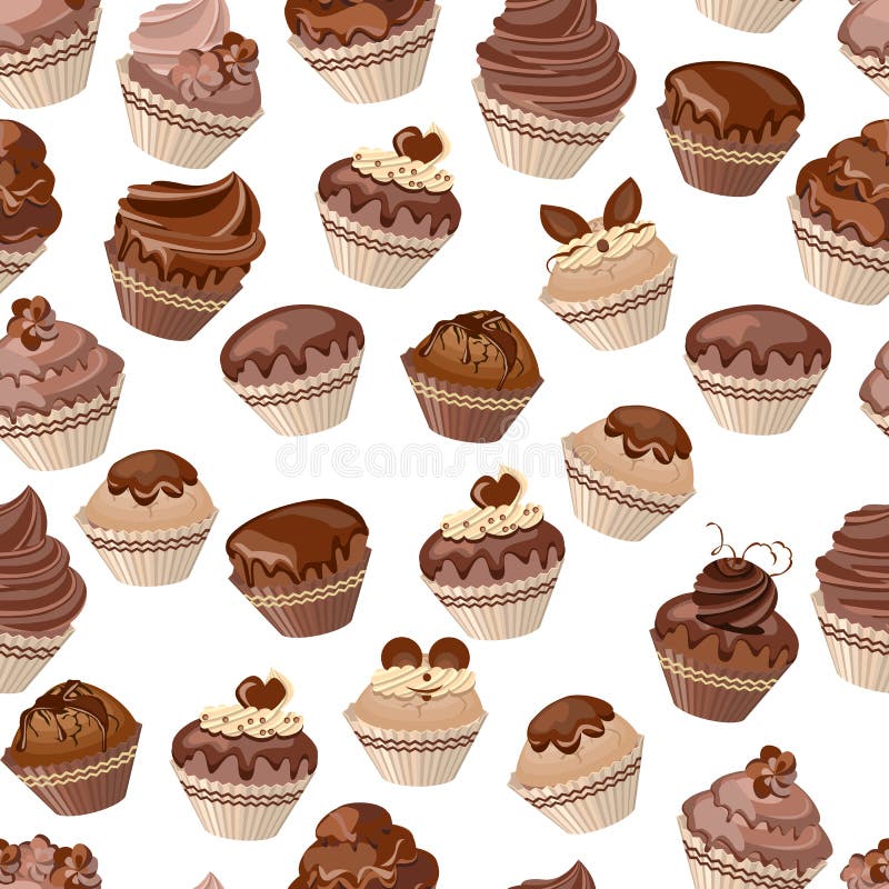 Seamless Pattern with Cupcakes Stock Vector - Illustration of celebrate ...
