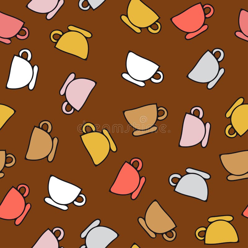 Seamless pattern of cups stock vector. Illustration of frame - 61644703