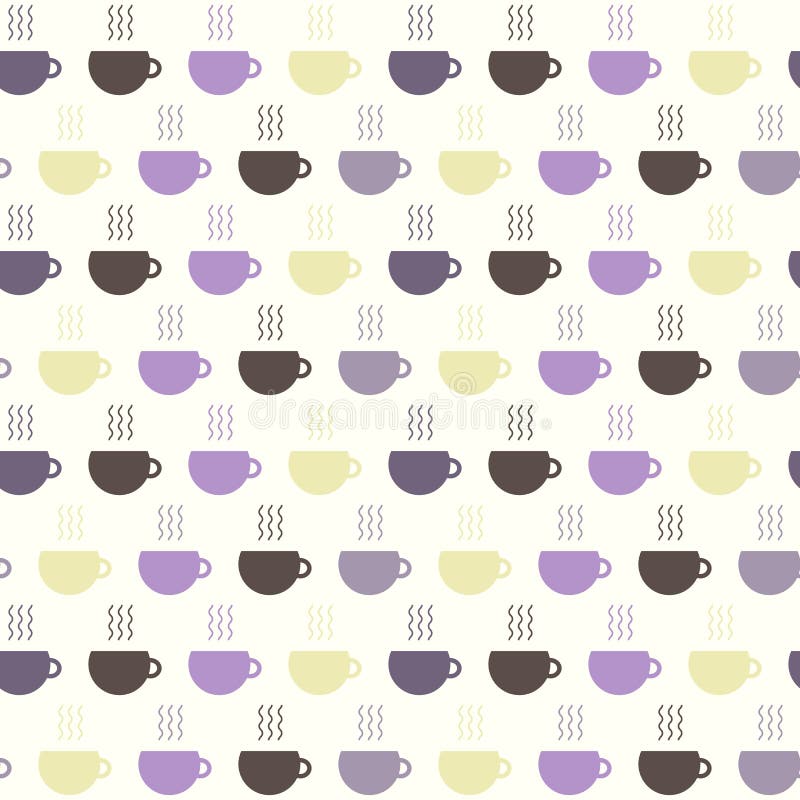 Seamless Pattern with Cups and Steam from Tea, Coffee Stock Vector ...