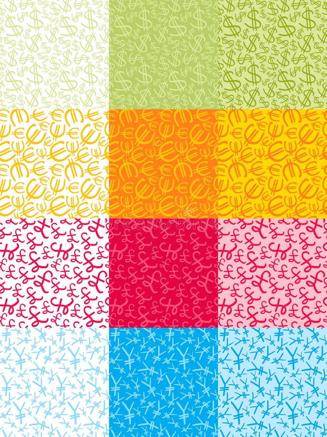 Seamless Pattern of Currency Symbols Stock Vector - Illustration of ...